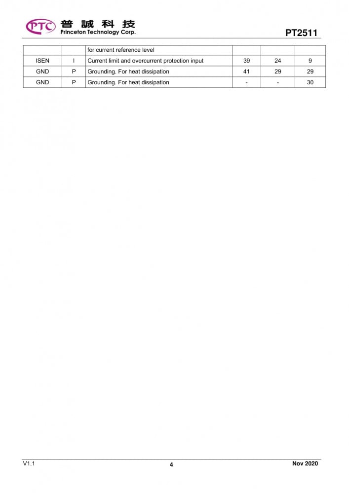 PT2511 technical document page 4