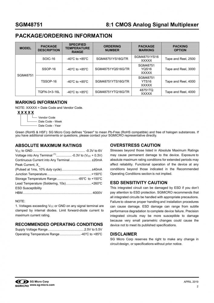 SGM48751 datasheet page 2