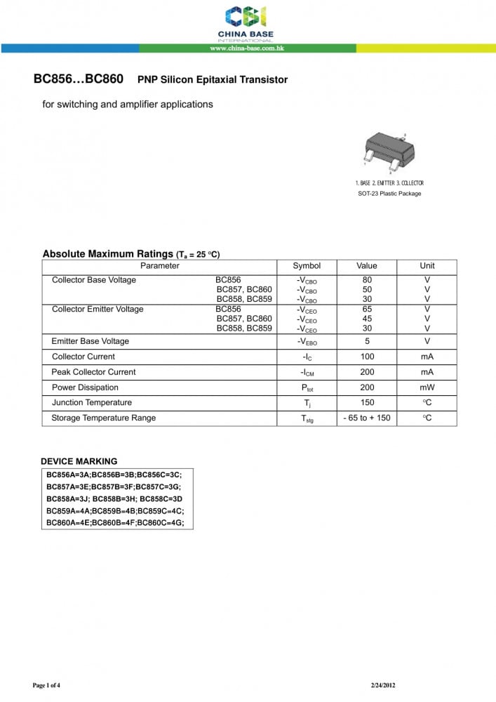 BC856B datasheet page 1
