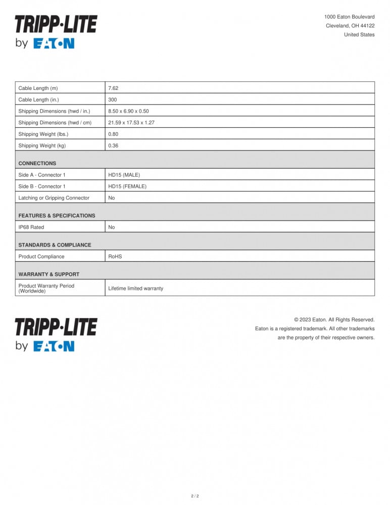 EATON P510-025 technical document page 2