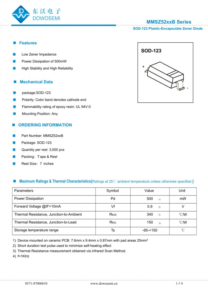 MMSZ5226B datasheet page 1