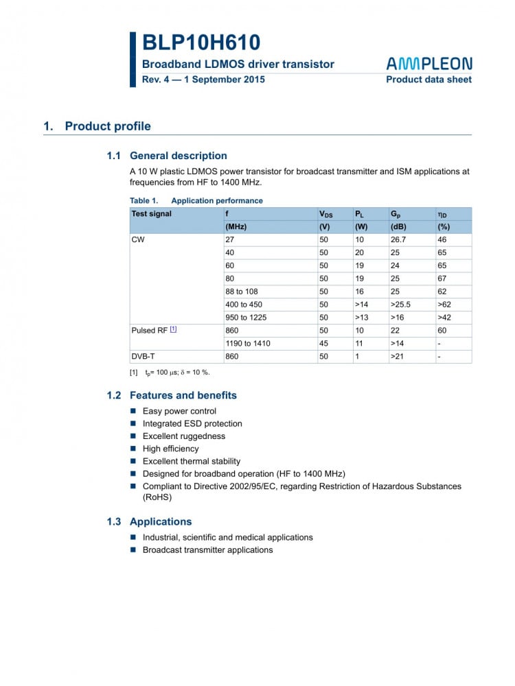 BLP10H610AZ datasheet page 1