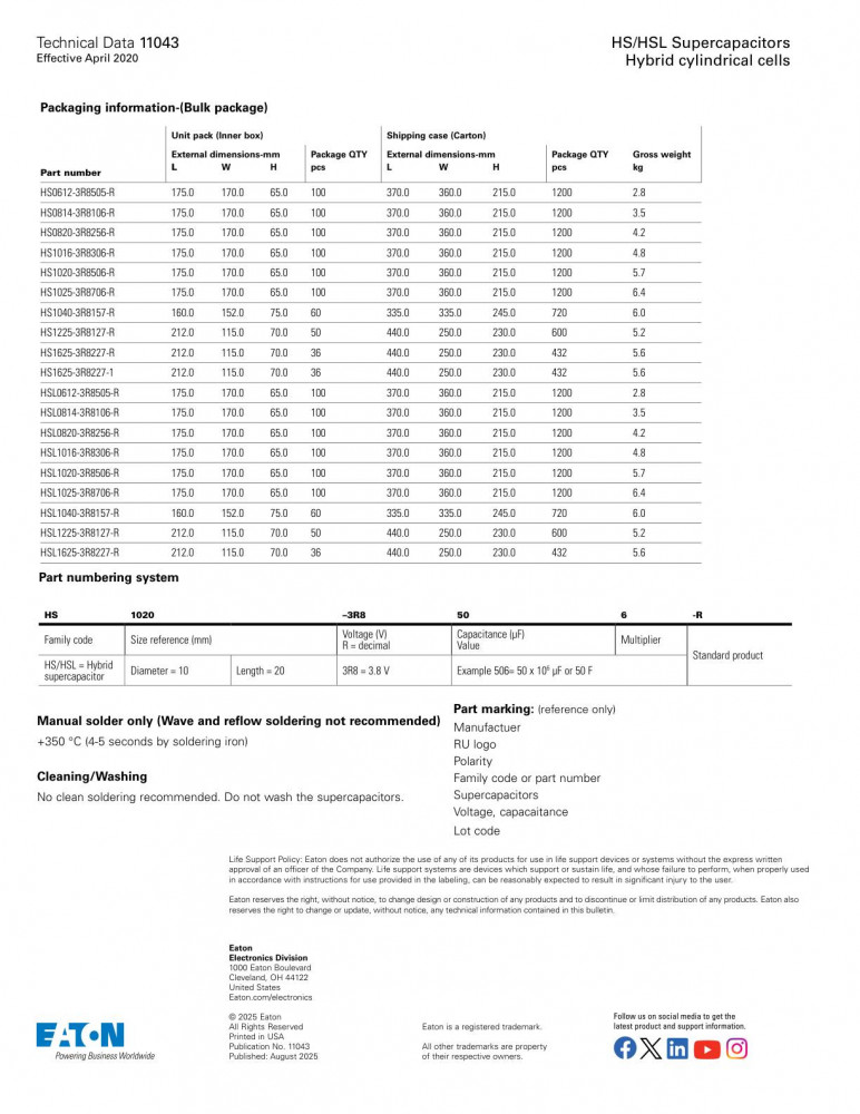 HS/HSL hybrid supercapacitor technical document, page 4