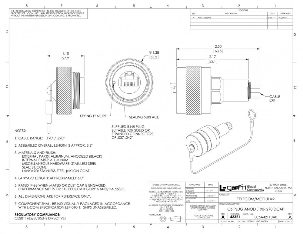 L-com ECSA4211UA0 technical drawing