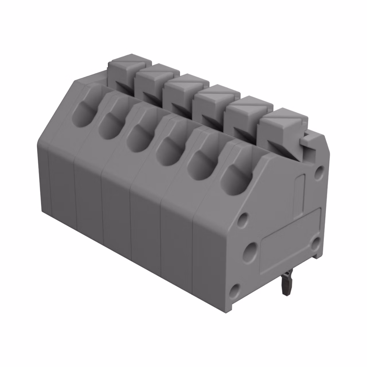 Eurostyle Fixed-Mount Push-Button Terminal Block, 3.50mm Pitch, 45° Modular, 6 Circuit, 5A, 20-16 AWG, Light Gray for sale