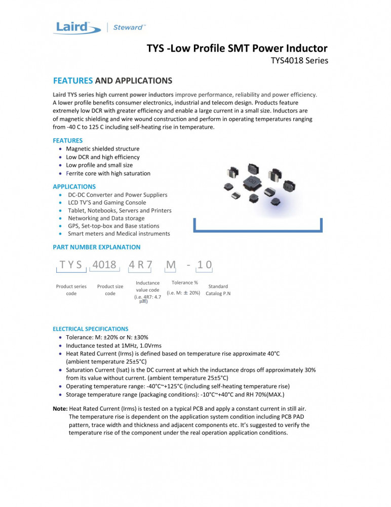 TYS4018 technical document page 1