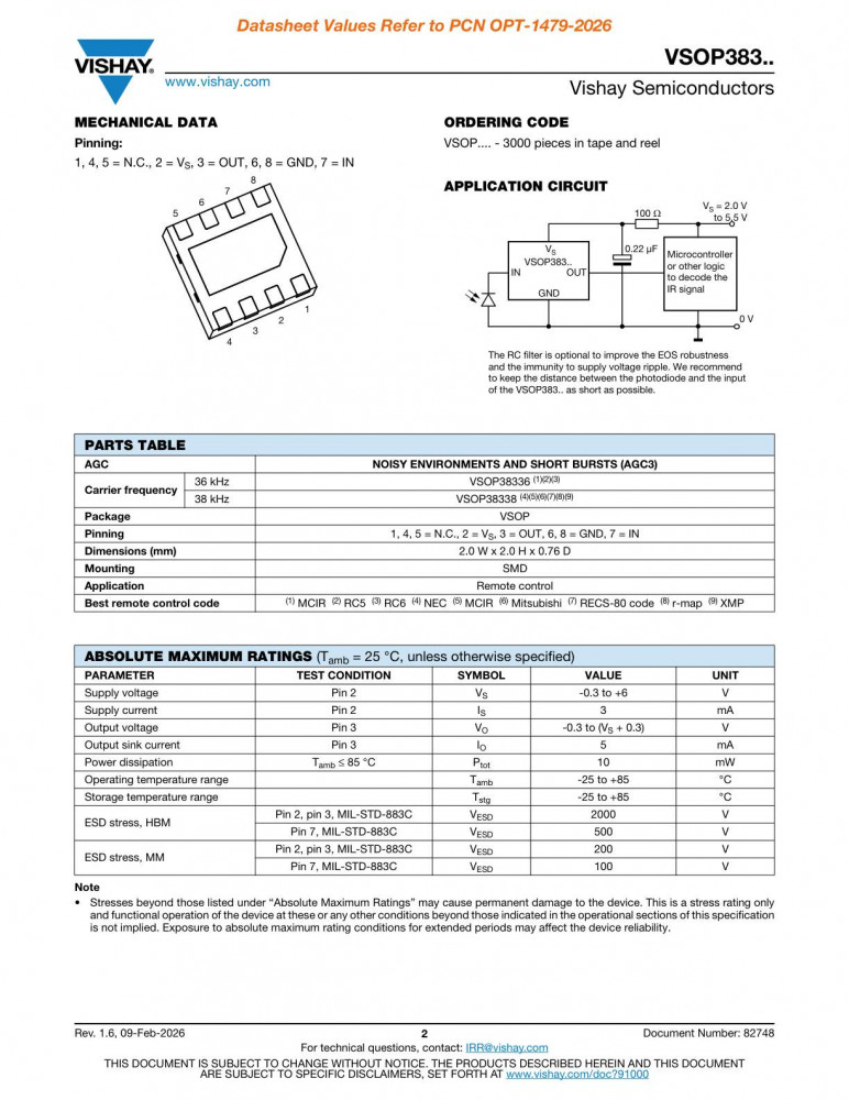 VSOP38338 datasheet page 2
