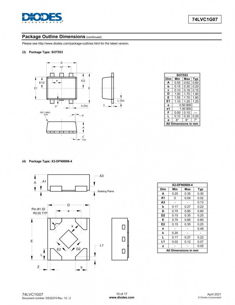 74LVC1G07FW5-7 datasheet page 10