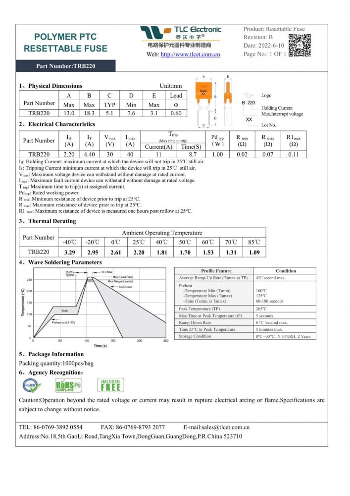 TRB220 technical document page