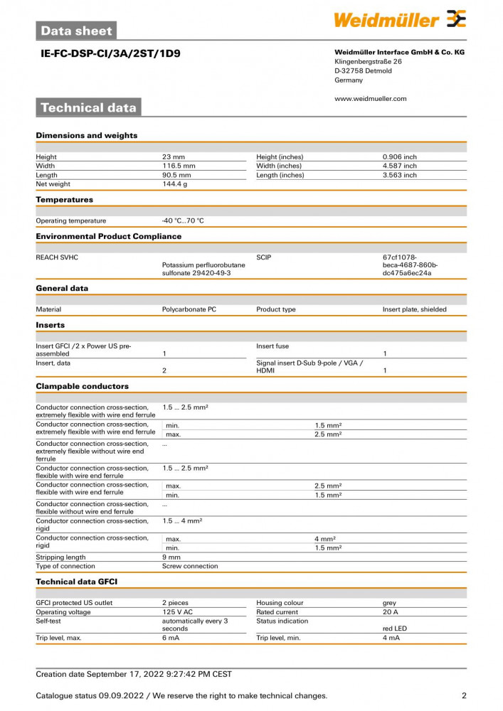 WEIDMULLER 2004810000 technical document page 2