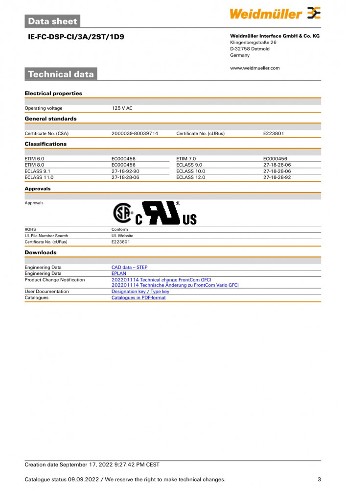 WEIDMULLER 2004810000 technical document page 3