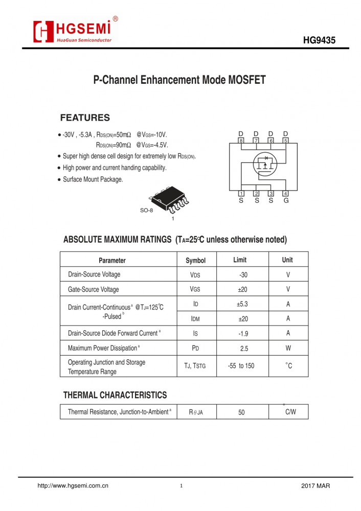 HG9435M/TR datasheet page 1