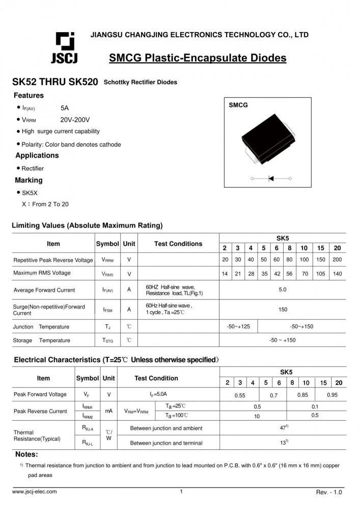 SK54 datasheet page 1