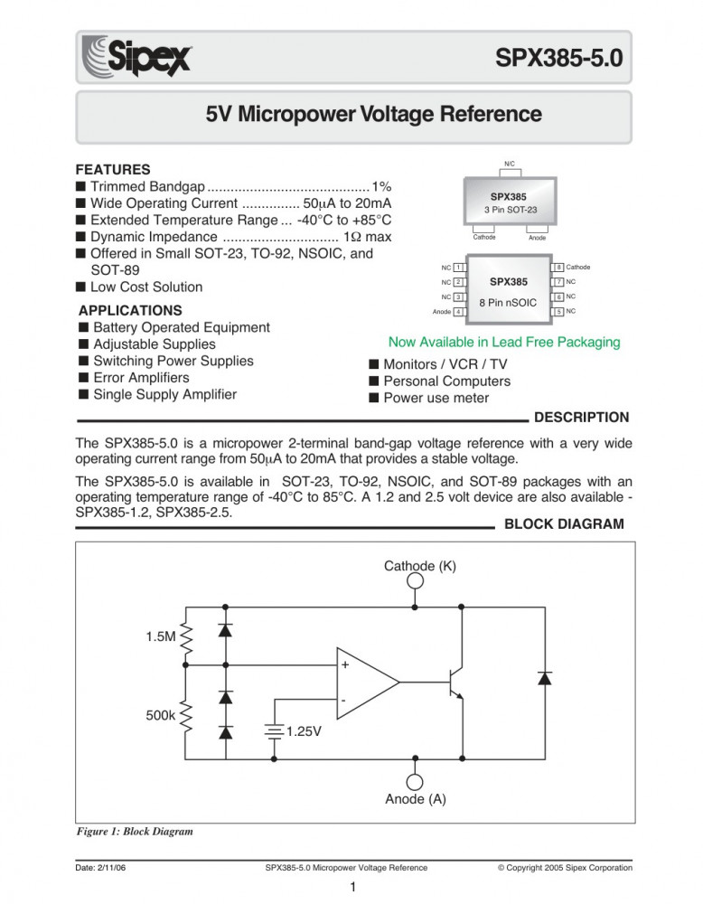 SPX385 datasheet page 1