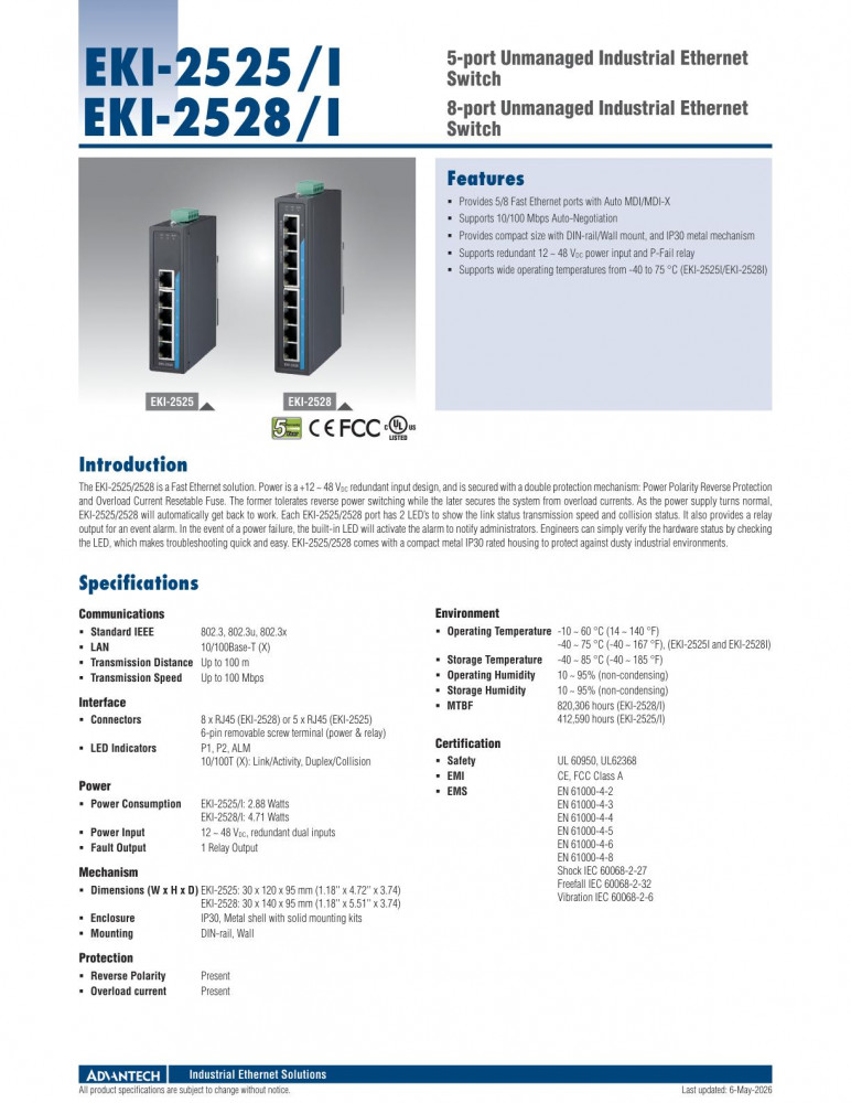 ADVANTECH EKI-2528I technical document page 1
