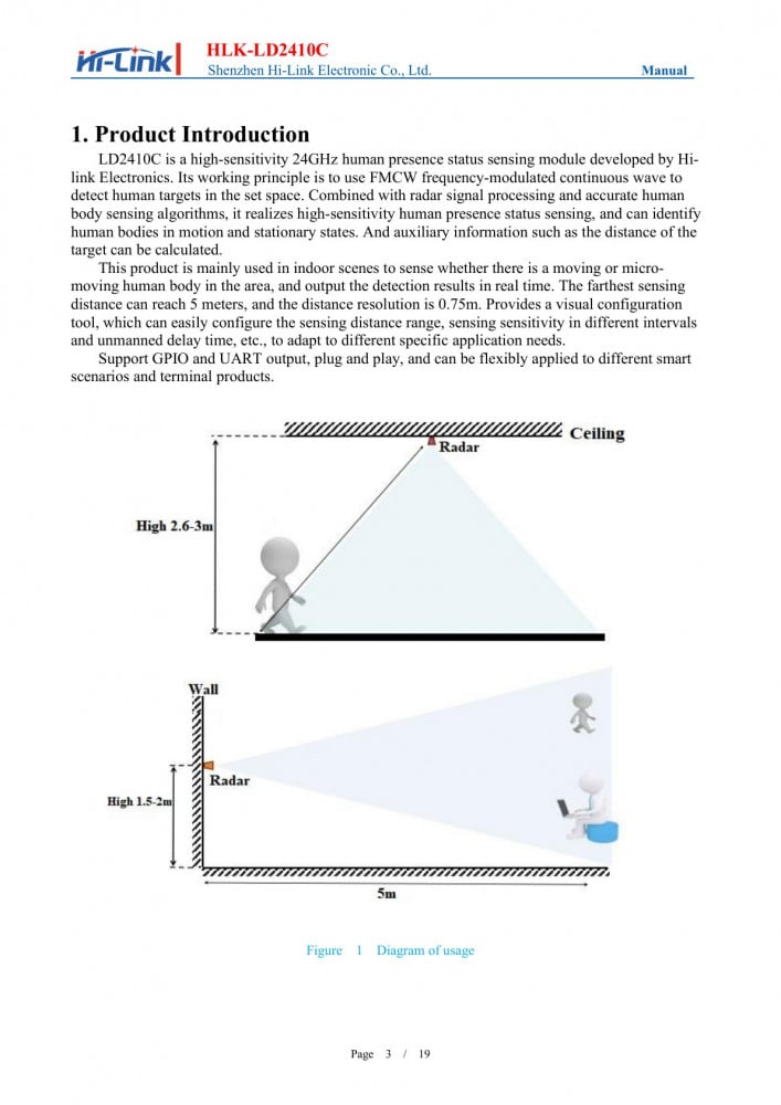 HLK-LD2410C-P technical manual page 3