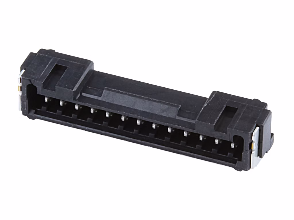 1.25mm Pitch, Micro-Lock Plus PCB Header, Single Row, Right-Angle, Surface Mount, Tin-Bismuth Plating, Positive Lock, 12 Circuits, Black