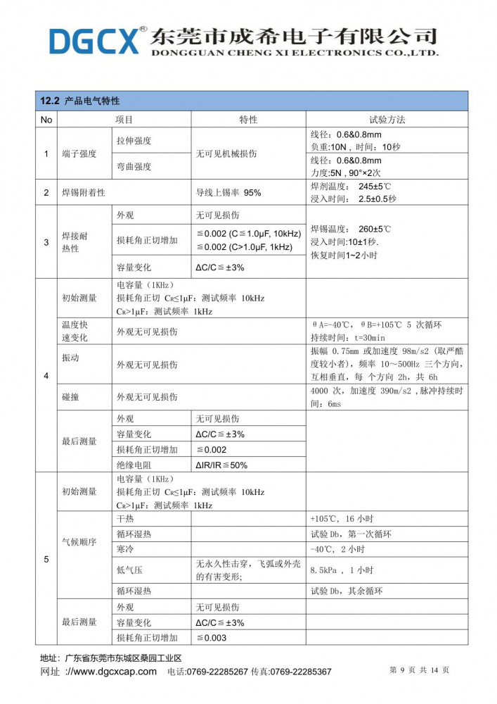 DGCX specification page 9