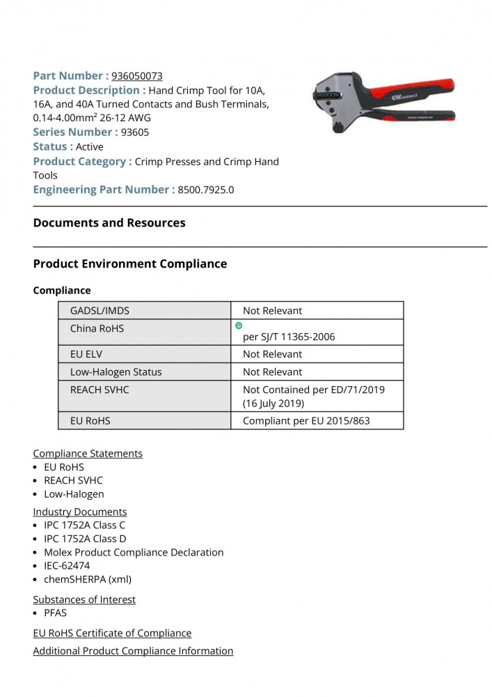 MOLEX 936050073 product document image 1