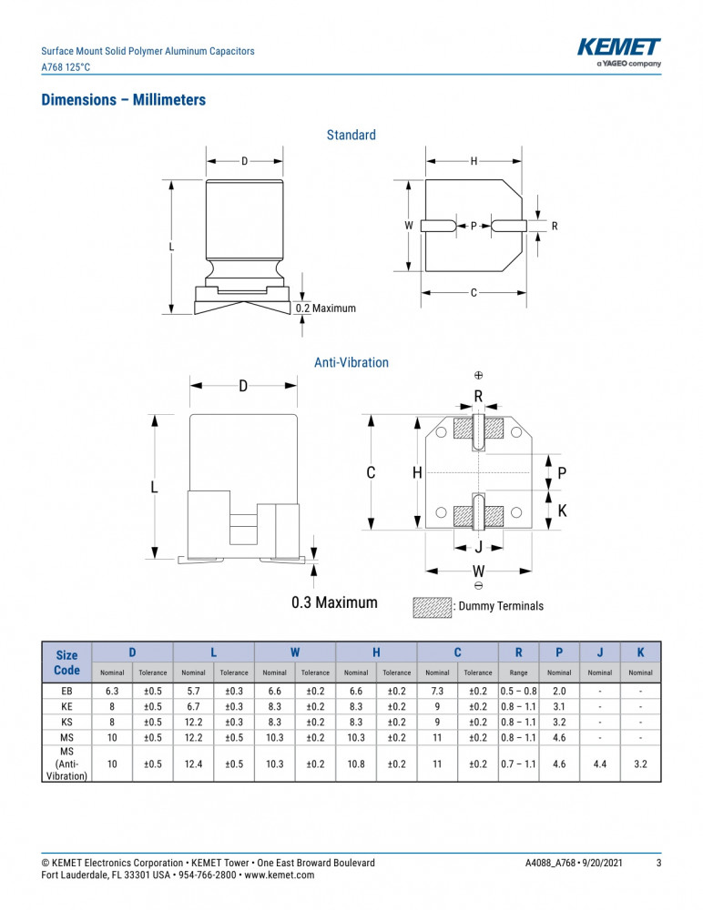 KEMET A768 datasheet page 3