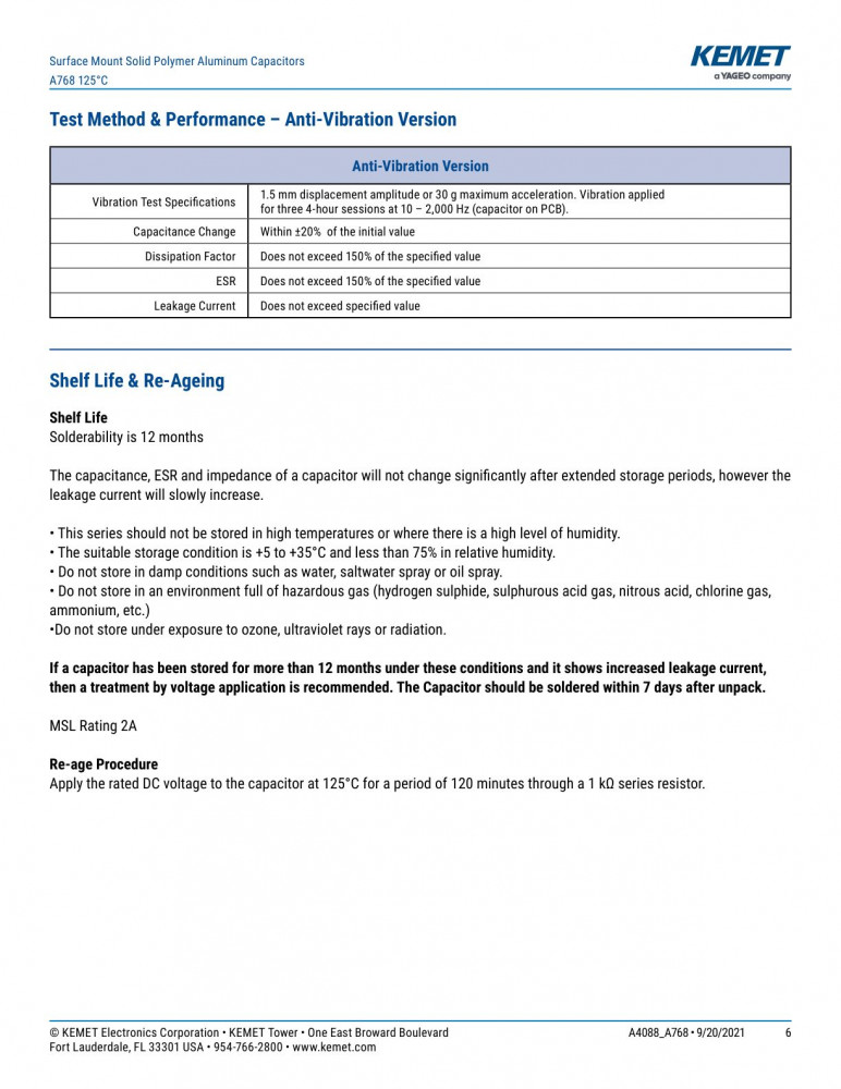 KEMET A768 datasheet page 6