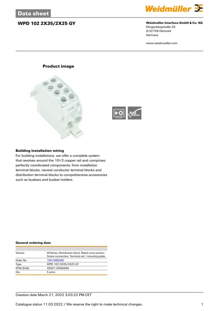 WPD 102 technical document page 1
