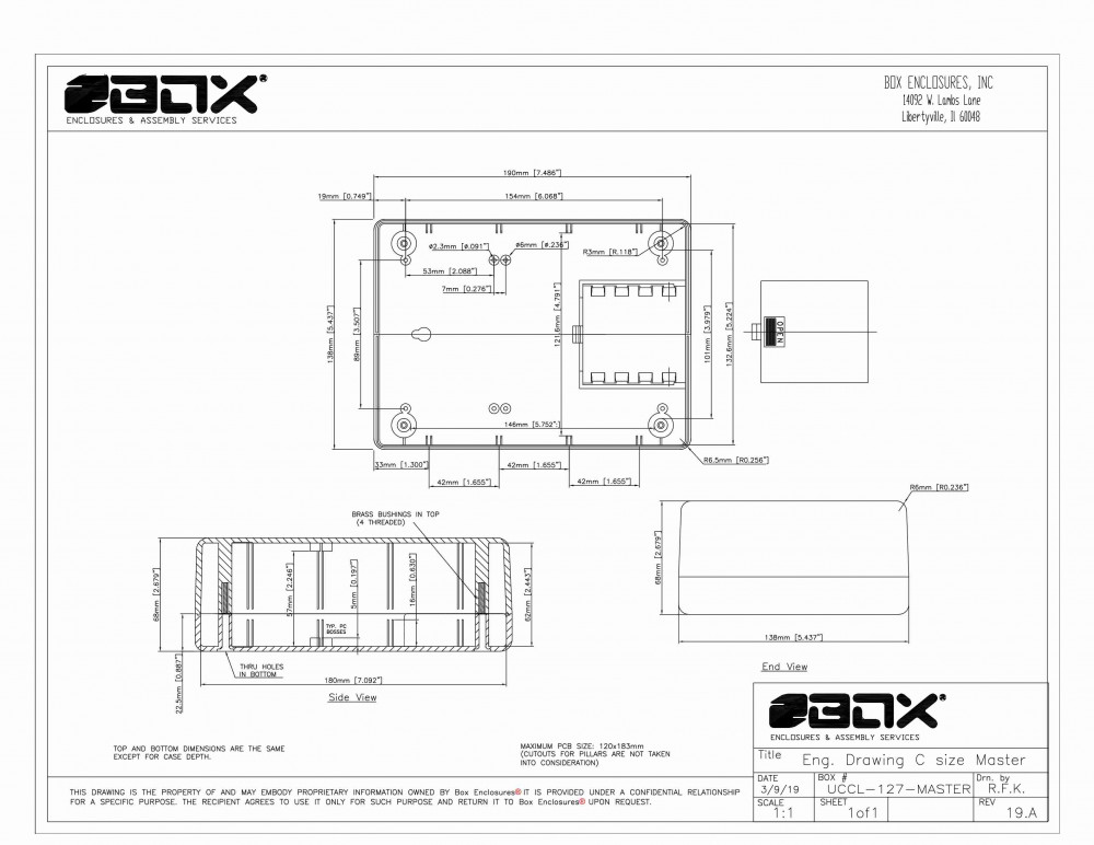 UCCL-127 enclosure engineering drawing