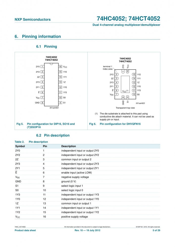MC74HC4052 technical document page 5