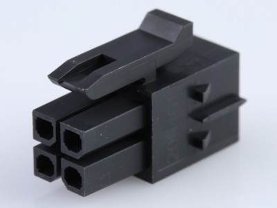 Micro-Fit+ Receptacle Housing, Dual Row, 4 Circuits, UL 94V-0, Low-Halogen, Black