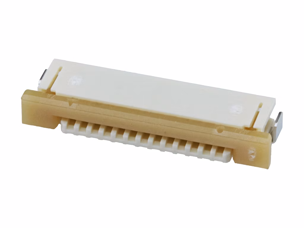 Easy-On FFC/FPC Connector, 1.00mm Pitch, Slider Series, Right-Angle, Bottom Contact, 3.00mm Height, 17 Circuits, Gold Plating