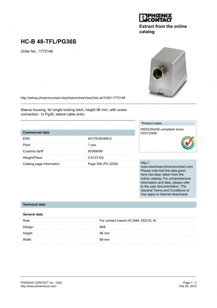 Phoenix Contact 1772146 product document page 1