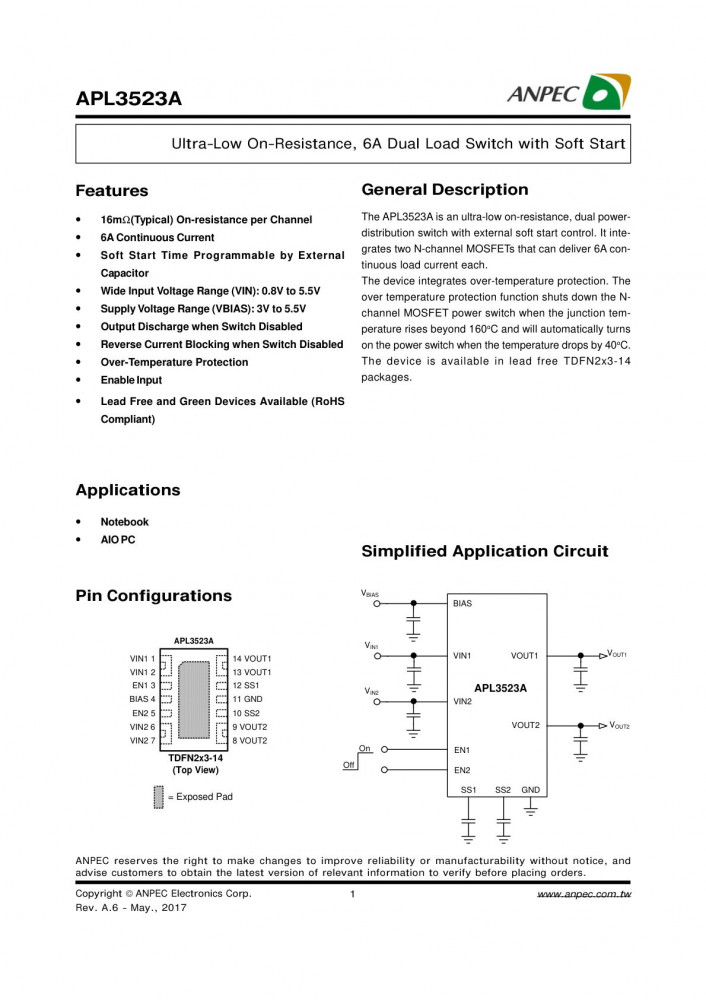APL3523A datasheet page 1