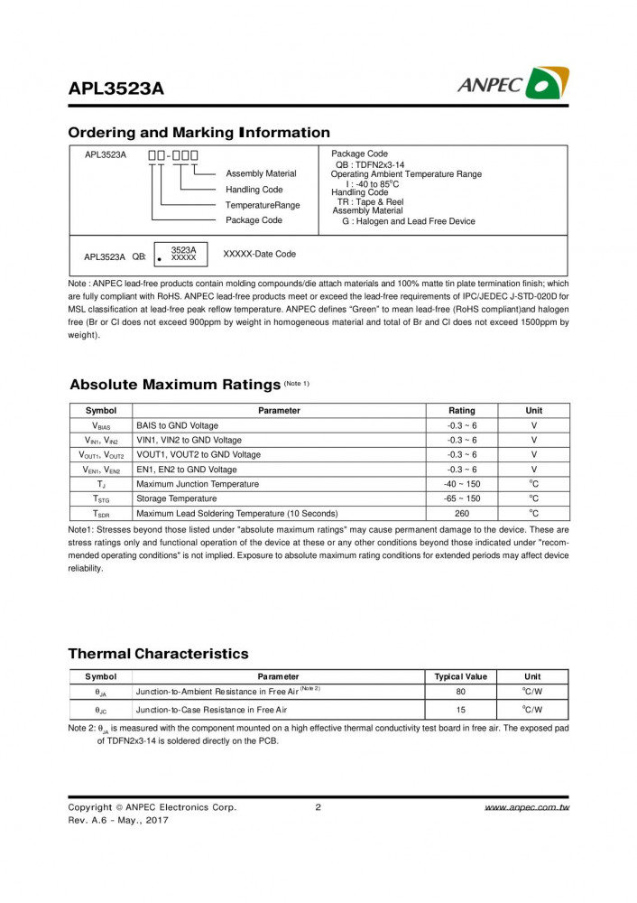 APL3523A datasheet page 2