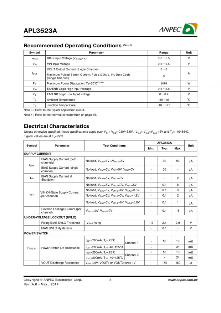APL3523A datasheet page 3