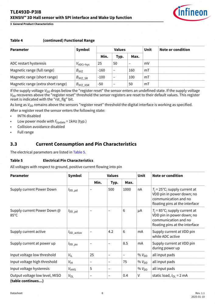 TLE493DP3I8XTMA1 datasheet page 8