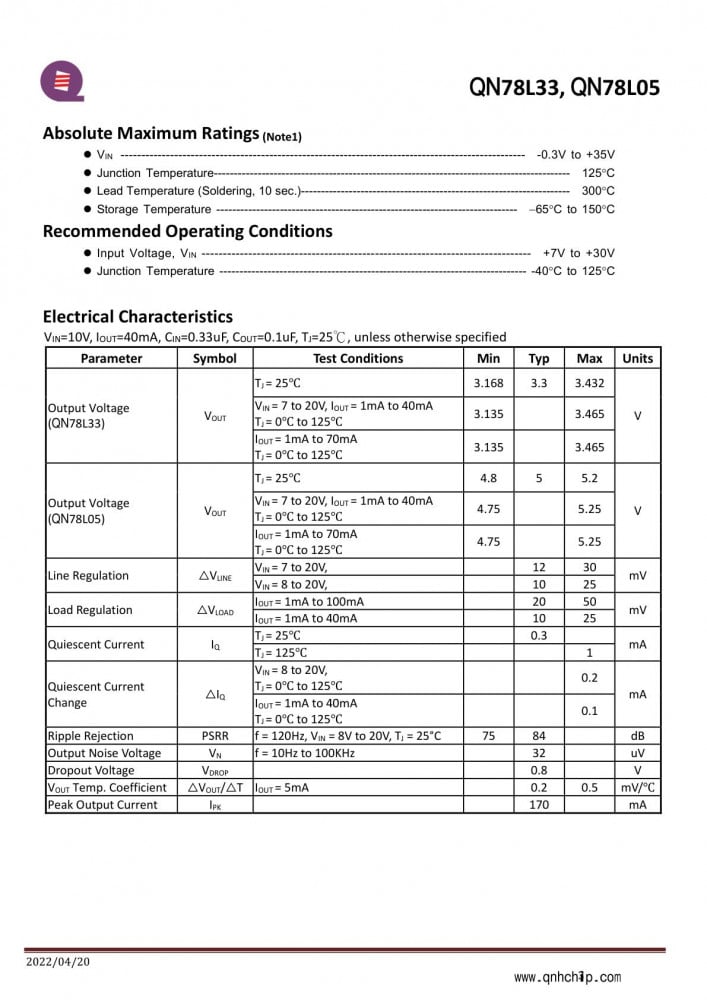 QN78L05 datasheet page 3