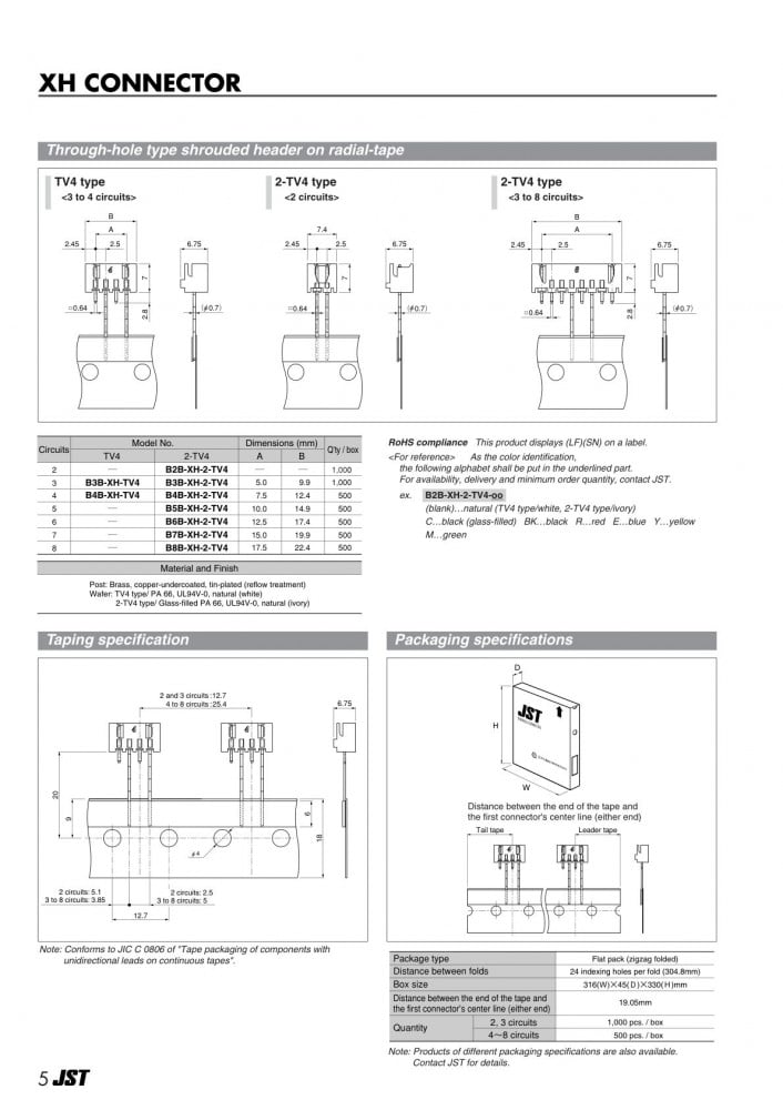 JST XH connector datasheet page 5