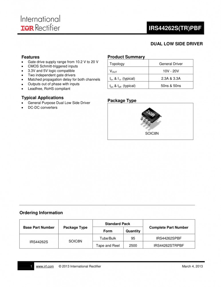 IRS44262SPBF datasheet page 1