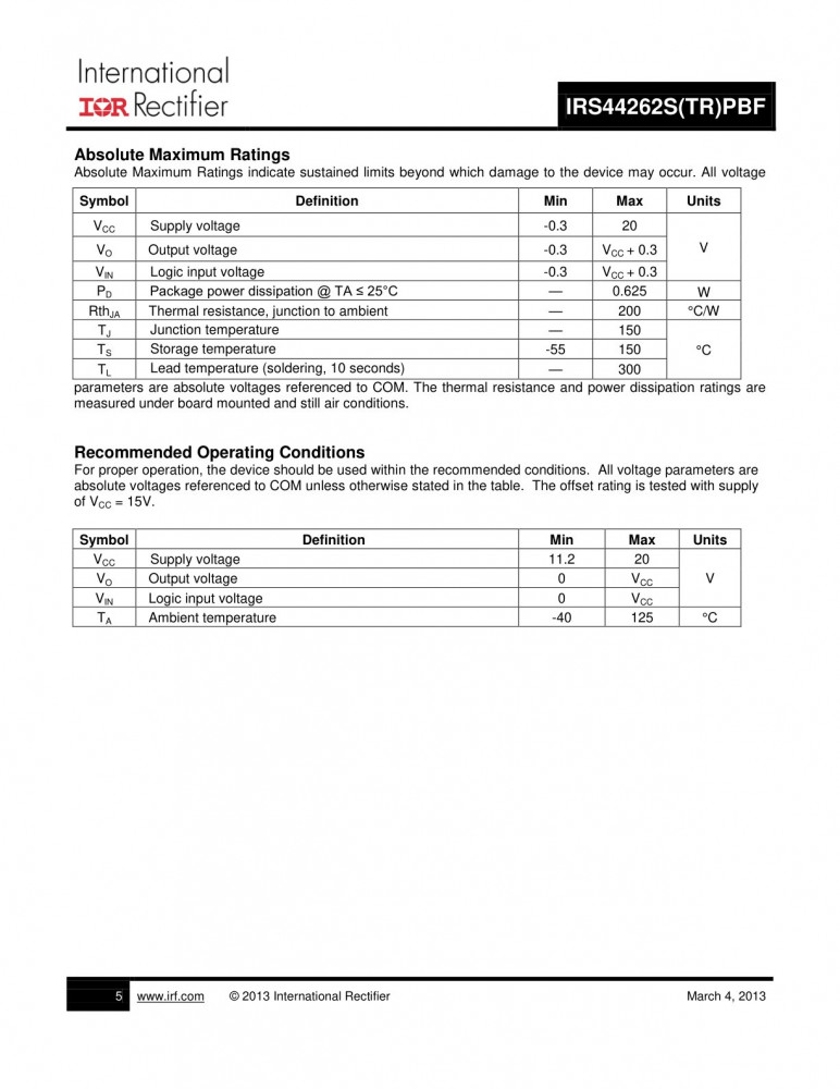 IRS44262SPBF datasheet page 5