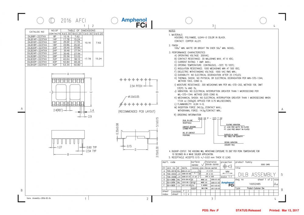 Amphenol DILB assembly drawing sheet 1