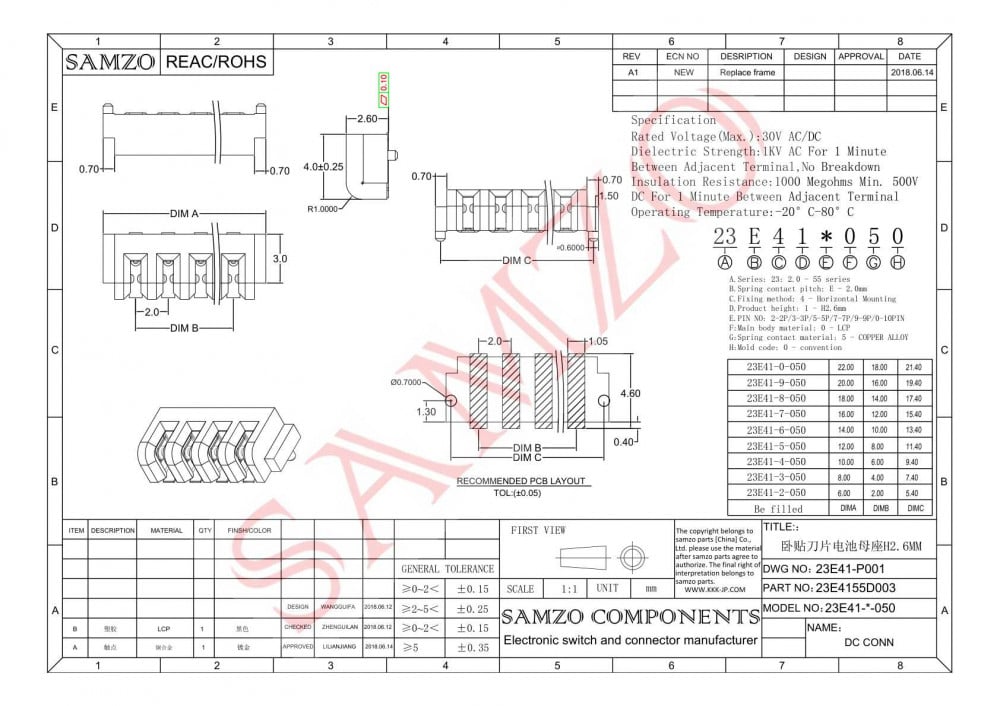 SAMZO 23E41 series technical drawing