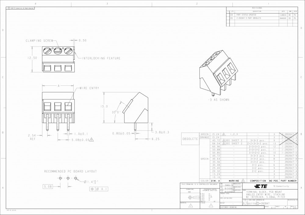 TE Connectivity 282847-5 controlled drawing page 1
