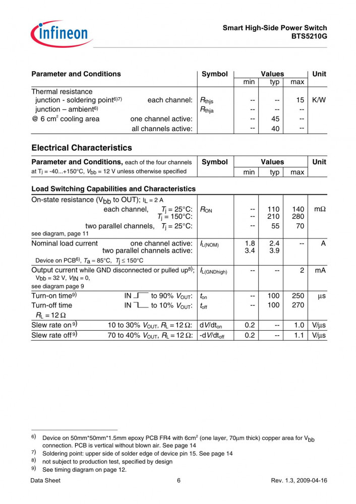 BTS5210G datasheet page 6