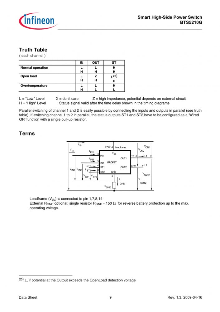 BTS5210G datasheet page 9