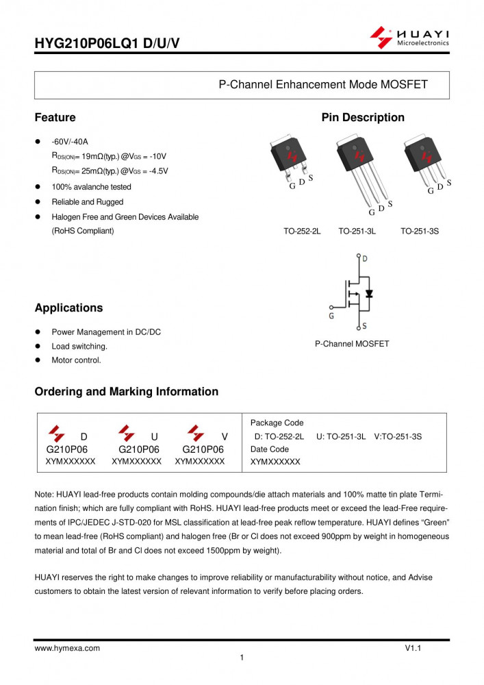 HYG210P06LQ1D datasheet page 1