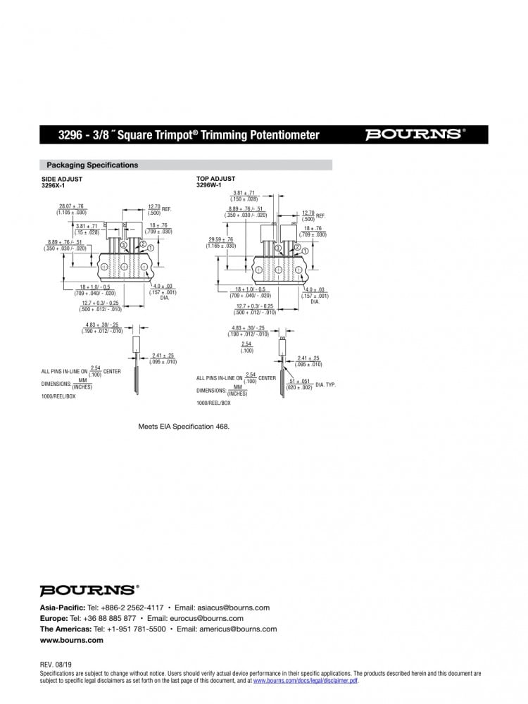 BOURNS 3296 series datasheet page 2