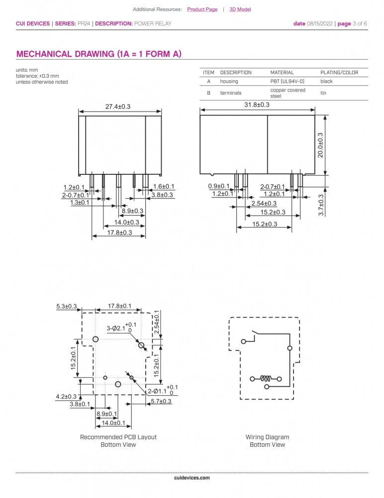 PR24 relay datasheet page 3