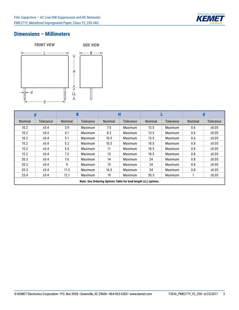 KEMET P271 datasheet page 3