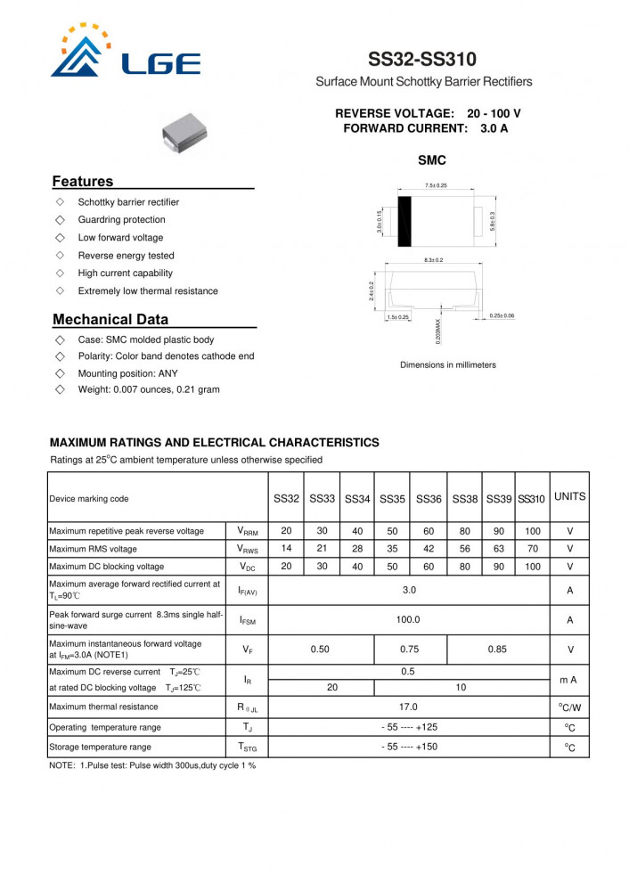 LGE SS36C datasheet page 1