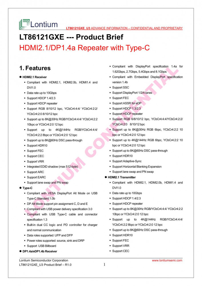 LT86121GXE technical document page 1